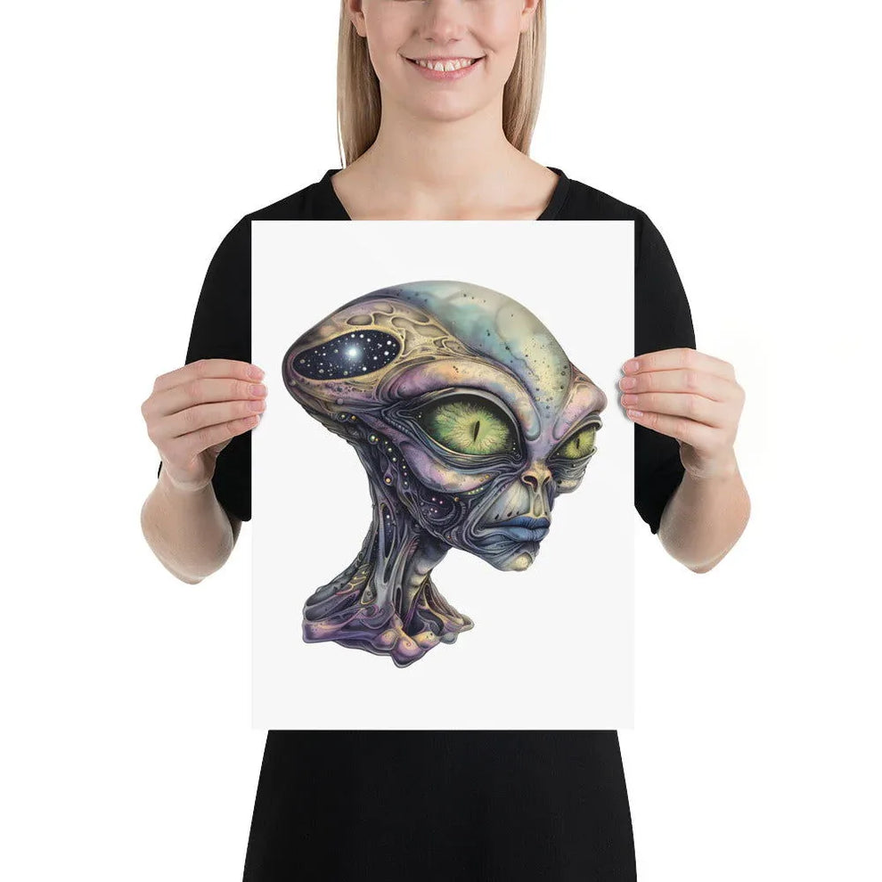 Retro Alien Poster | Alien Queen Head | Unique Wall Art | YVDdesign