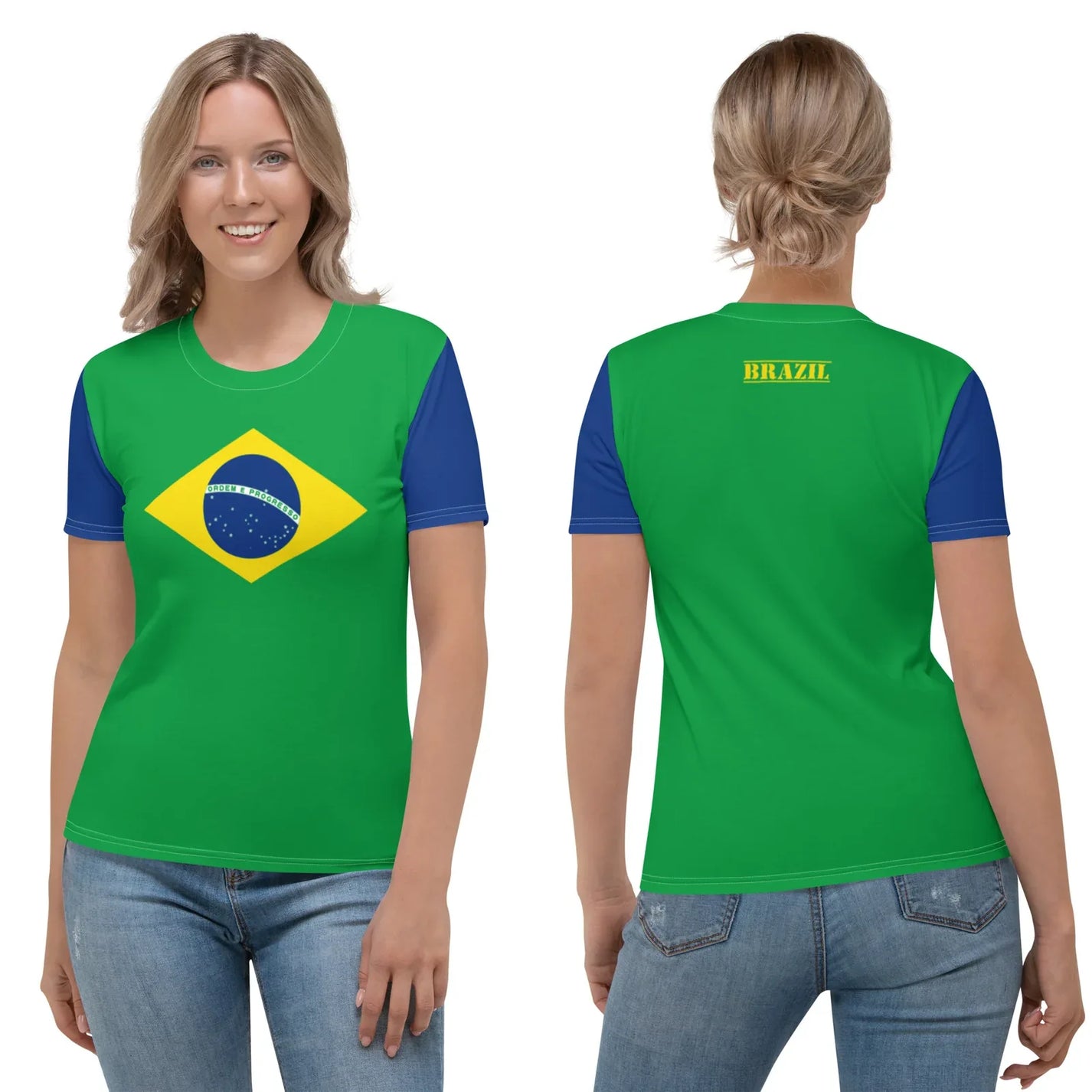 Brazil T-shirt All Over Print With Brazilian Flag Colors – YVDdesign