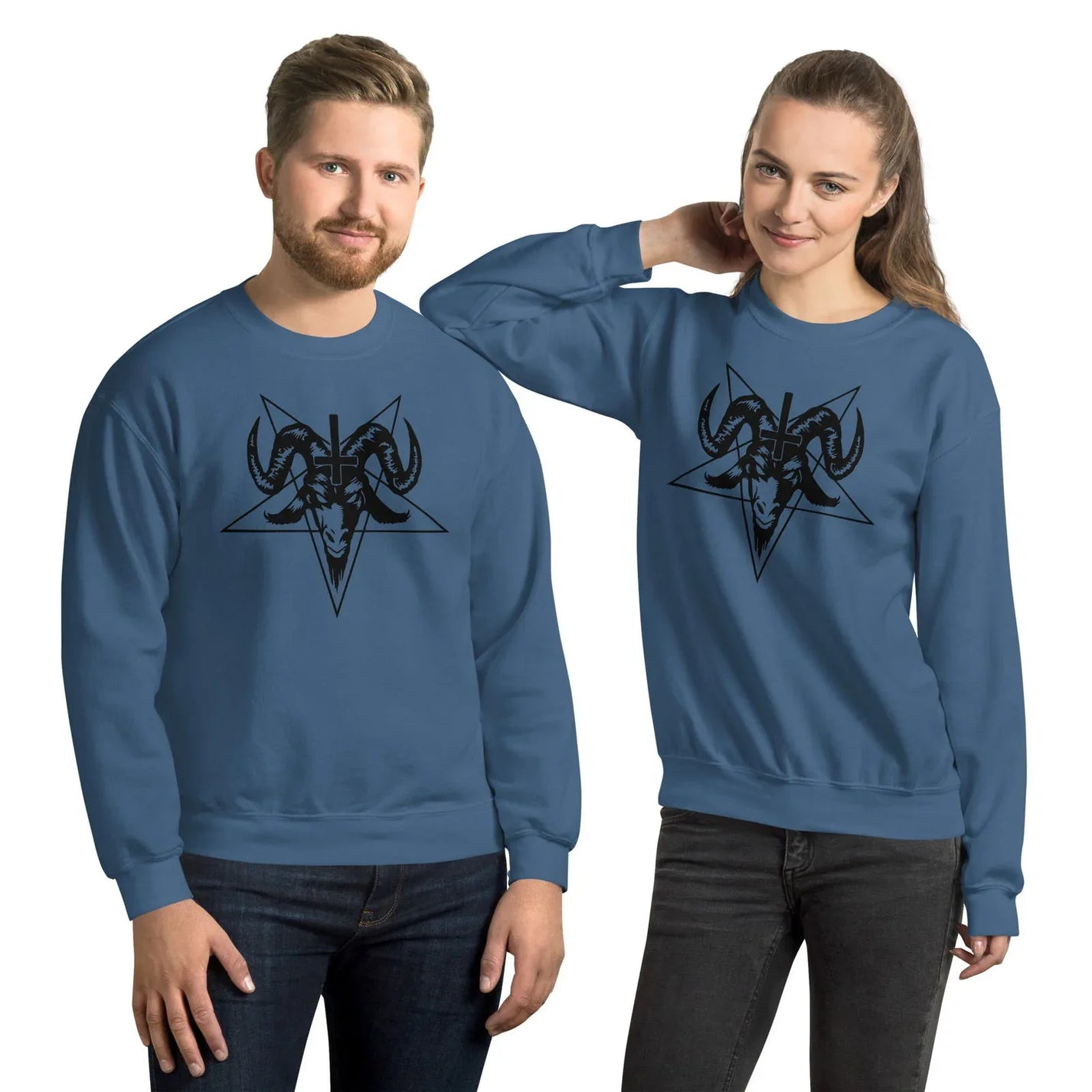 Goth Sweatshirt / Baphomet Sweater / Light blue - Light Pink - White ...