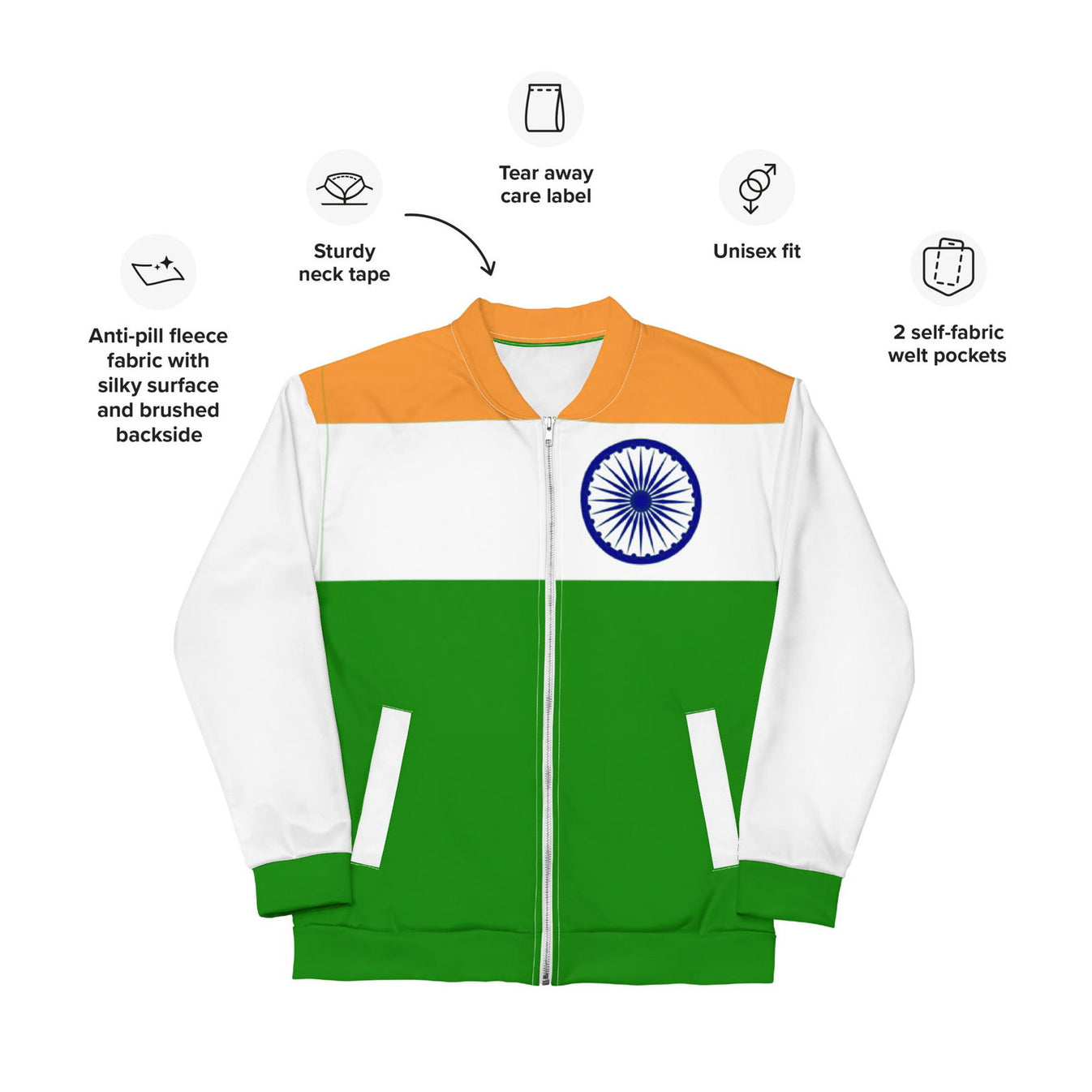 Indian Print Jacket / India Flag Colors Bomber Jacket For India Lover ...