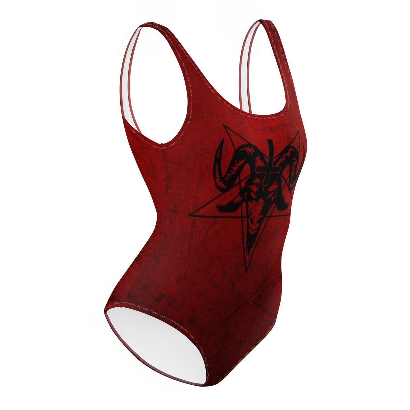 Red One Piece Swimsuit / Baphomet Clothing / Goth Swimwear For Women ...