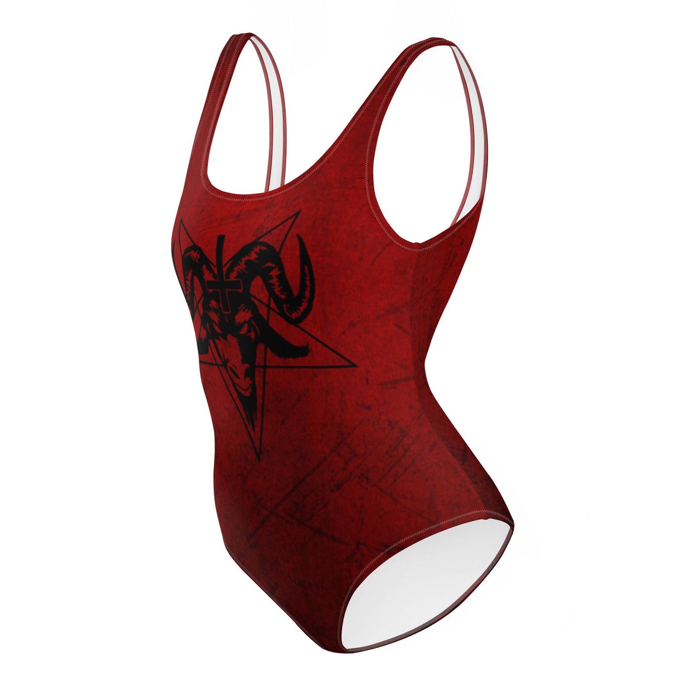 Red One Piece Swimsuit / Baphomet Clothing / Goth Swimwear For Women ...
