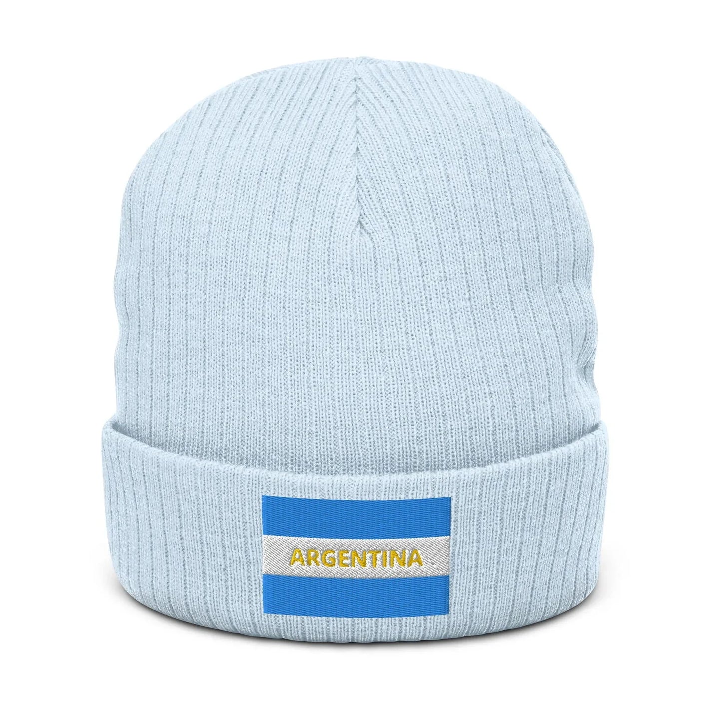 Ribbed Knit Embroidered Argentina Beanie / Premium Beanie Available In ...