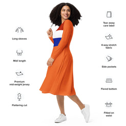 The Netherlands Dress With Pockets And Long Sleeves | YVDdesign
