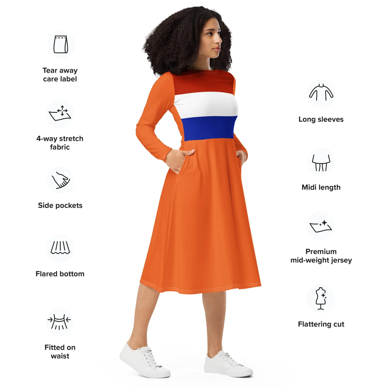 The Netherlands Dress With Pockets And Long Sleeves | YVDdesign