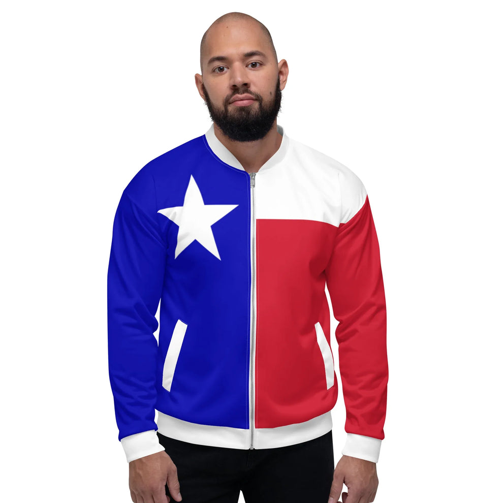 Texas Jacket / Unisex Bomber Jacket With Texas Flag Colors – YVDdesign