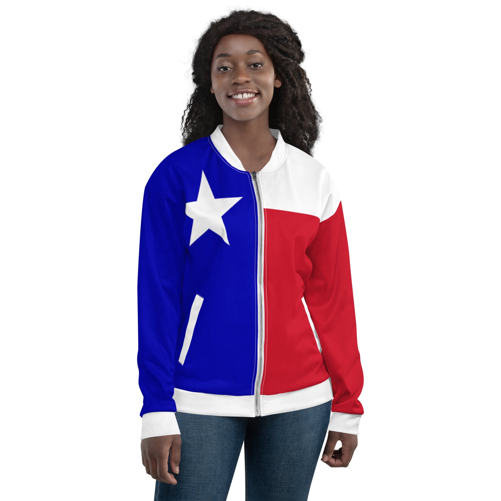 Texas Jacket / Unisex Bomber Jacket With Texas Flag Colors – YVDdesign